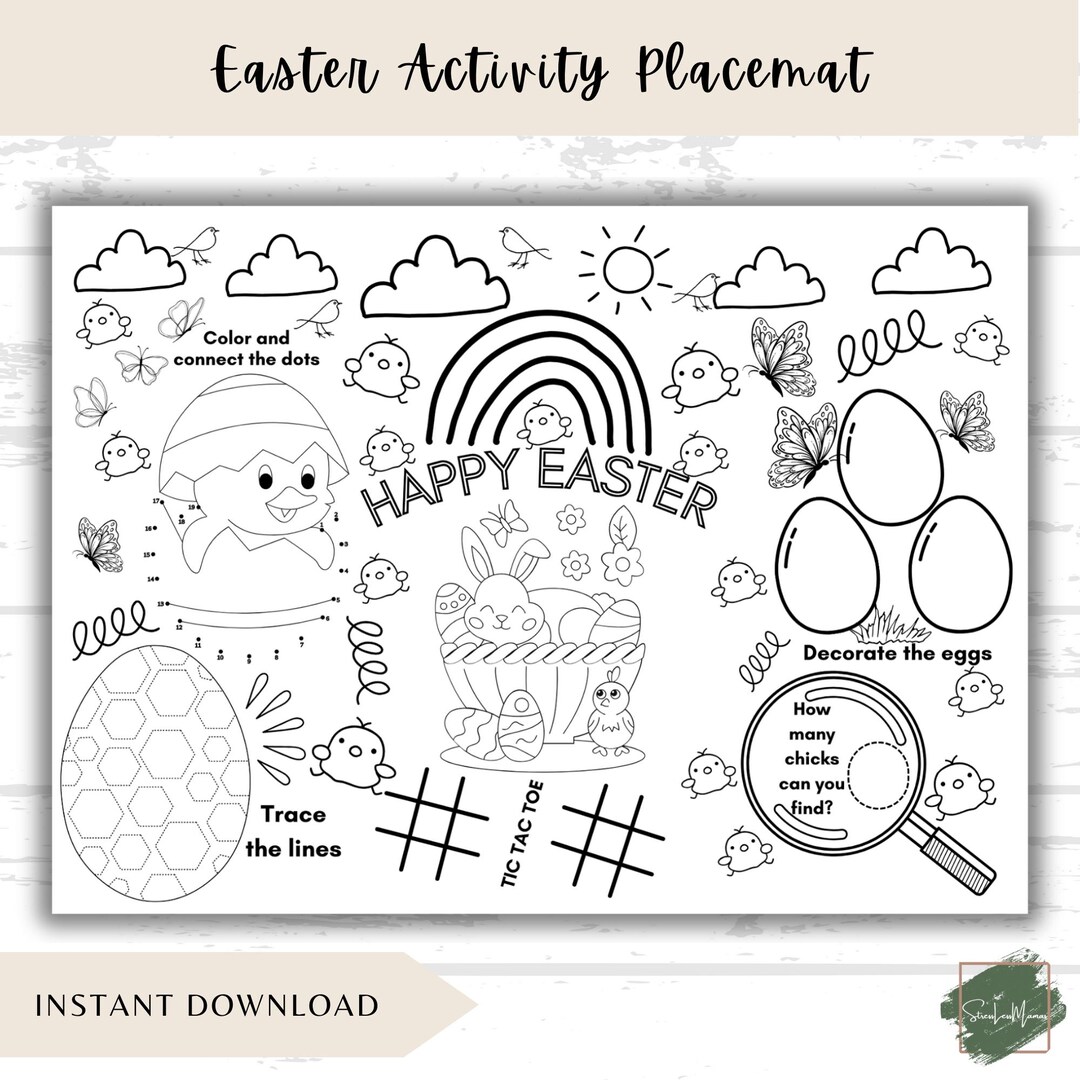 Printable Easter Activity Placemat for Kids, Children's Easter Activity ...