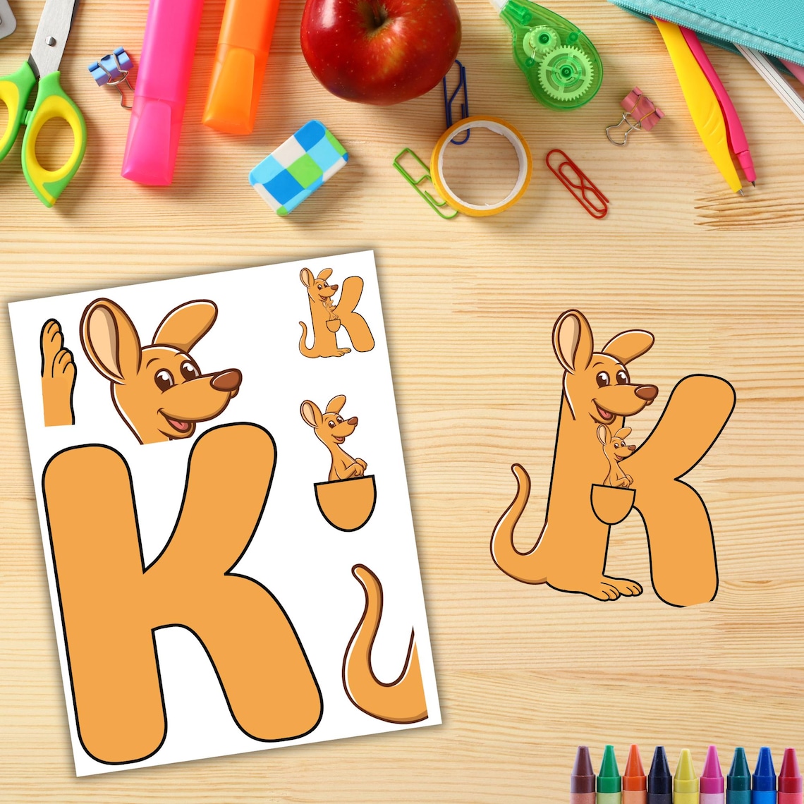 Build a Kangaroo Paper Craft Printable, Cut and Paste Activity, DIY ...