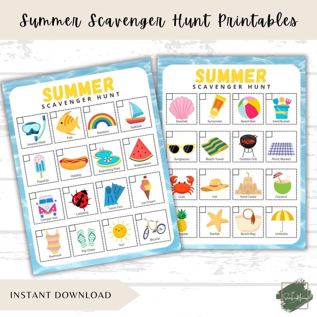 Summer Scavenger Hunt Printable for Kids, Outdoor Activity, Kids Pool ...