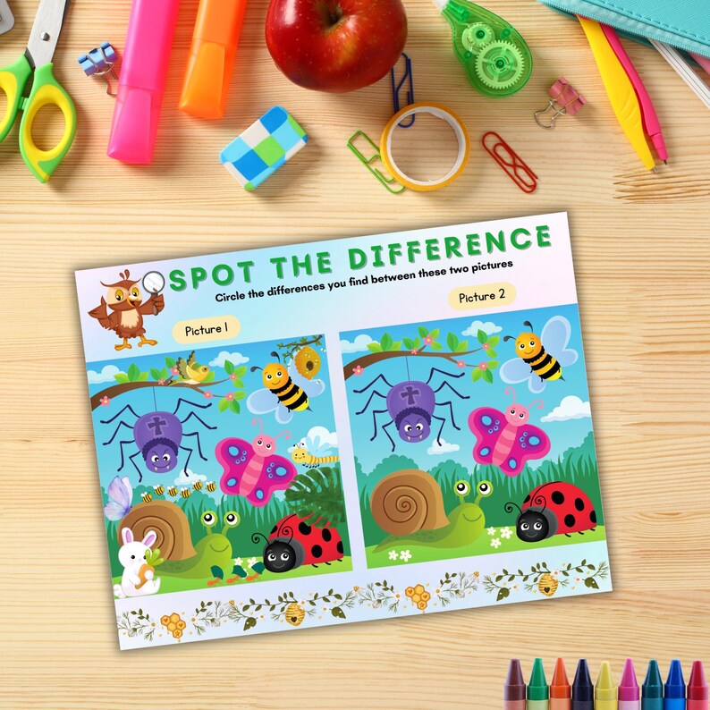 Spot the Difference Worksheet, Activity Page for Kids, Children's Game ...