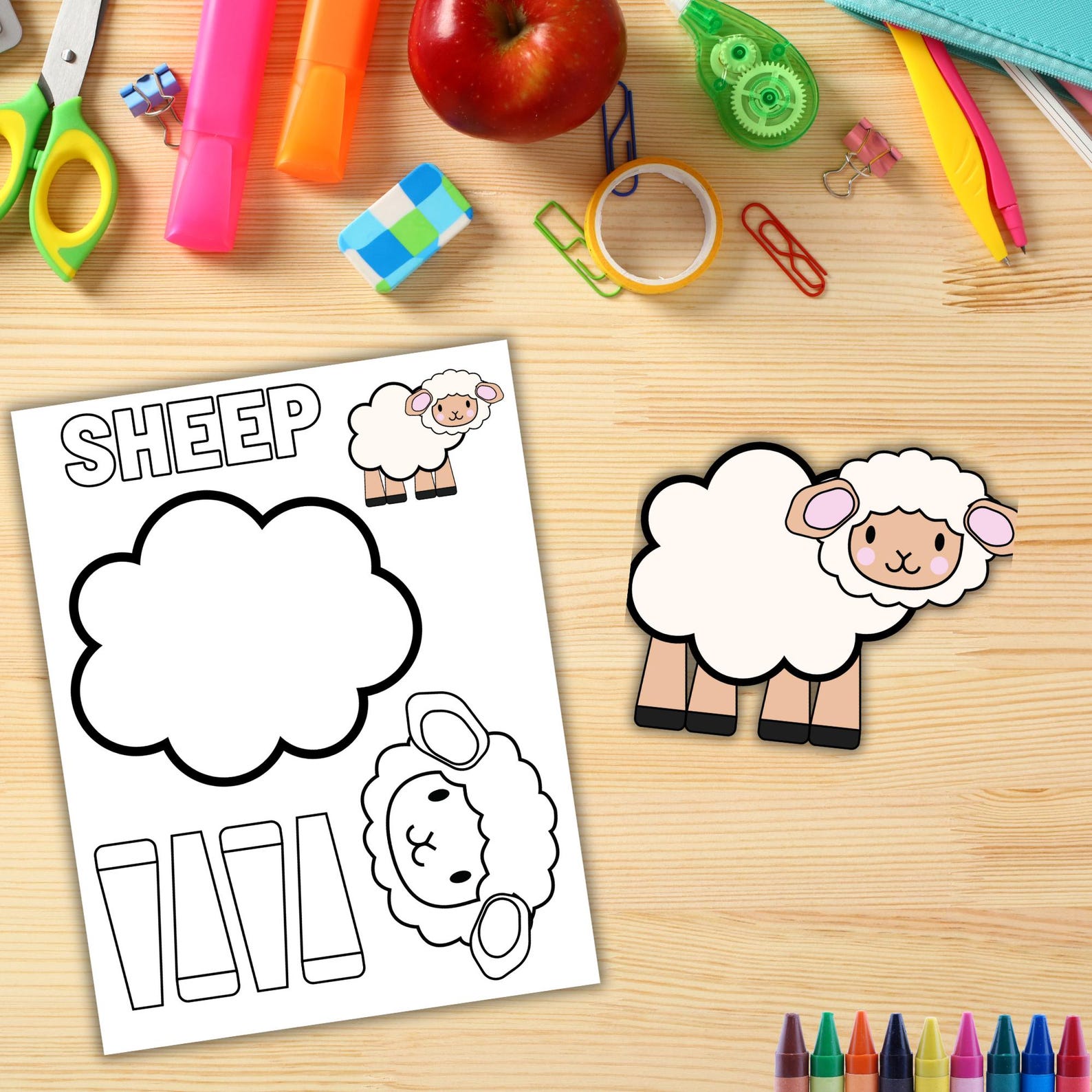 Sheep Craft Printable for Kids, Cut and Paste Activity, DIY Animal ...