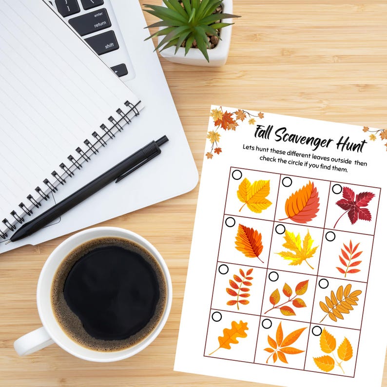 Fall Scavenger Hunt for Kids Printable, Identify Leaves, Fall Leaf Hunt ...