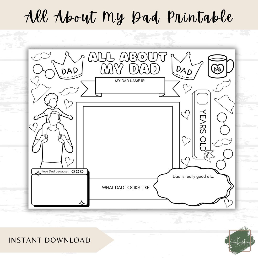 All About My Dad Coloring Sheet, Kids Printable, Father's Day Activity ...
