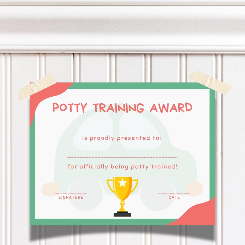 Car Potty Training Certificate Printable Potty Training Award Kids ...