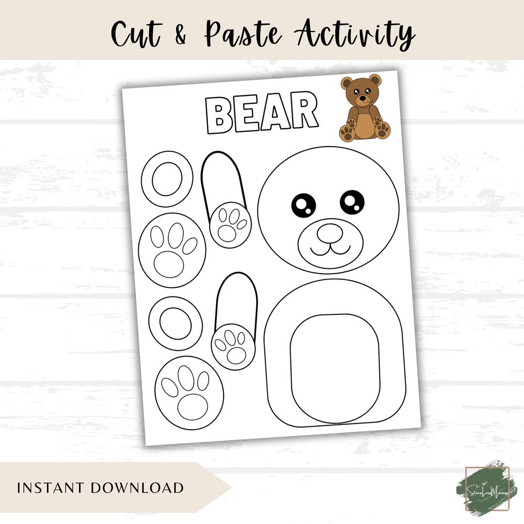 Build a Bear Printable, Cut and Paste Craft, Kid's Bear Template, DIY ...