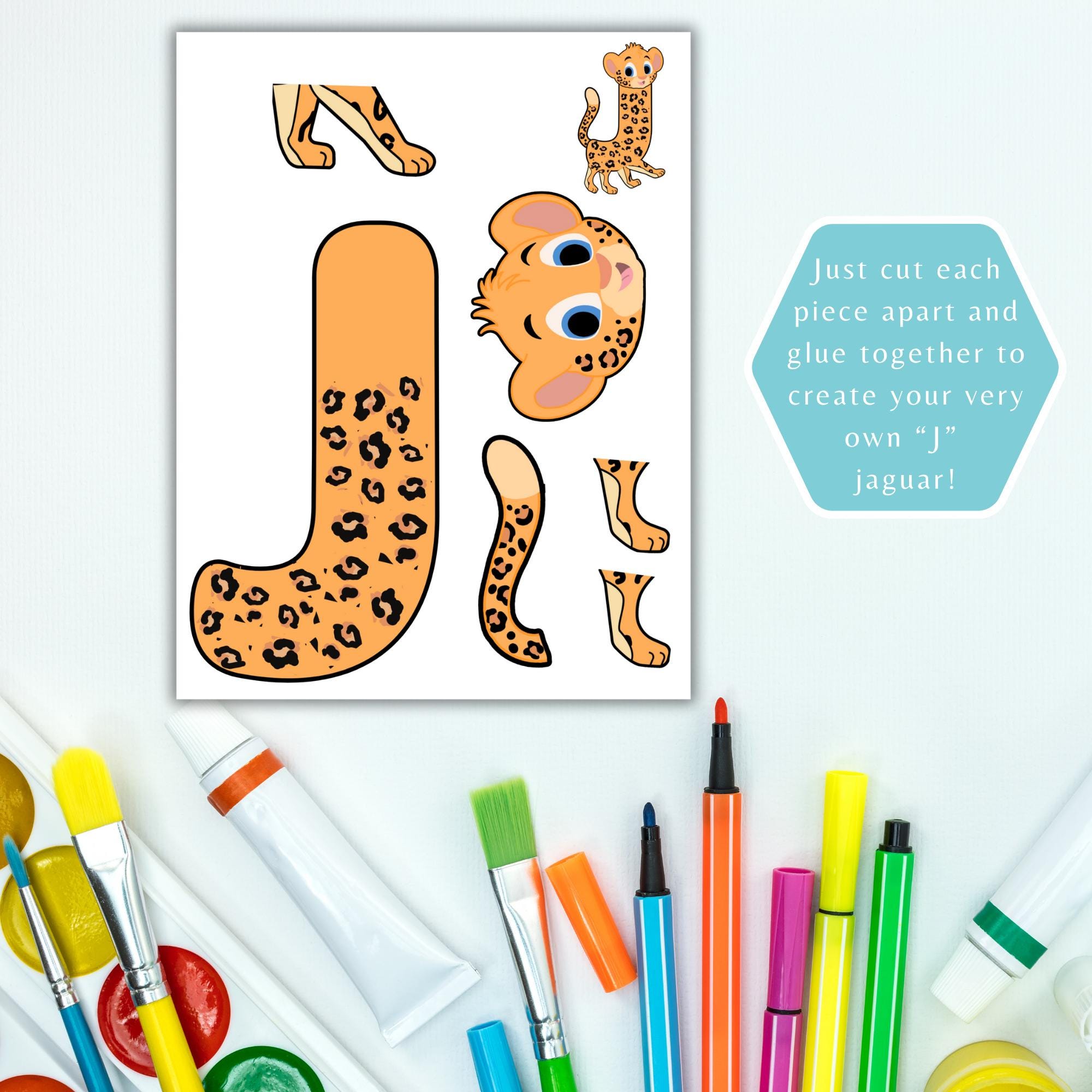 Build a Jaguar Paper Craft Printable, Cut and Paste Activity, DIY Paper ...