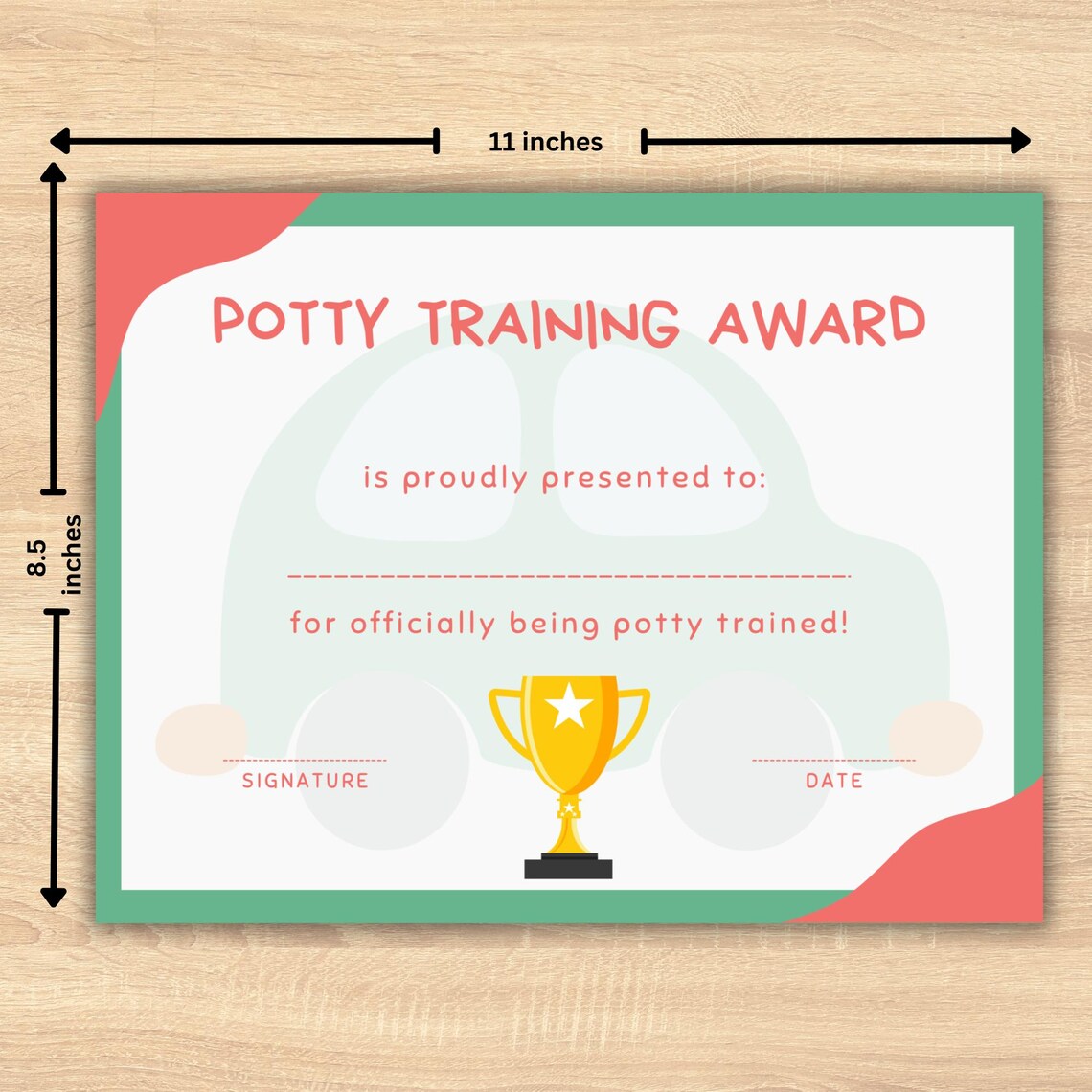 Car Potty Training Certificate Printable Potty Training Award Kids ...