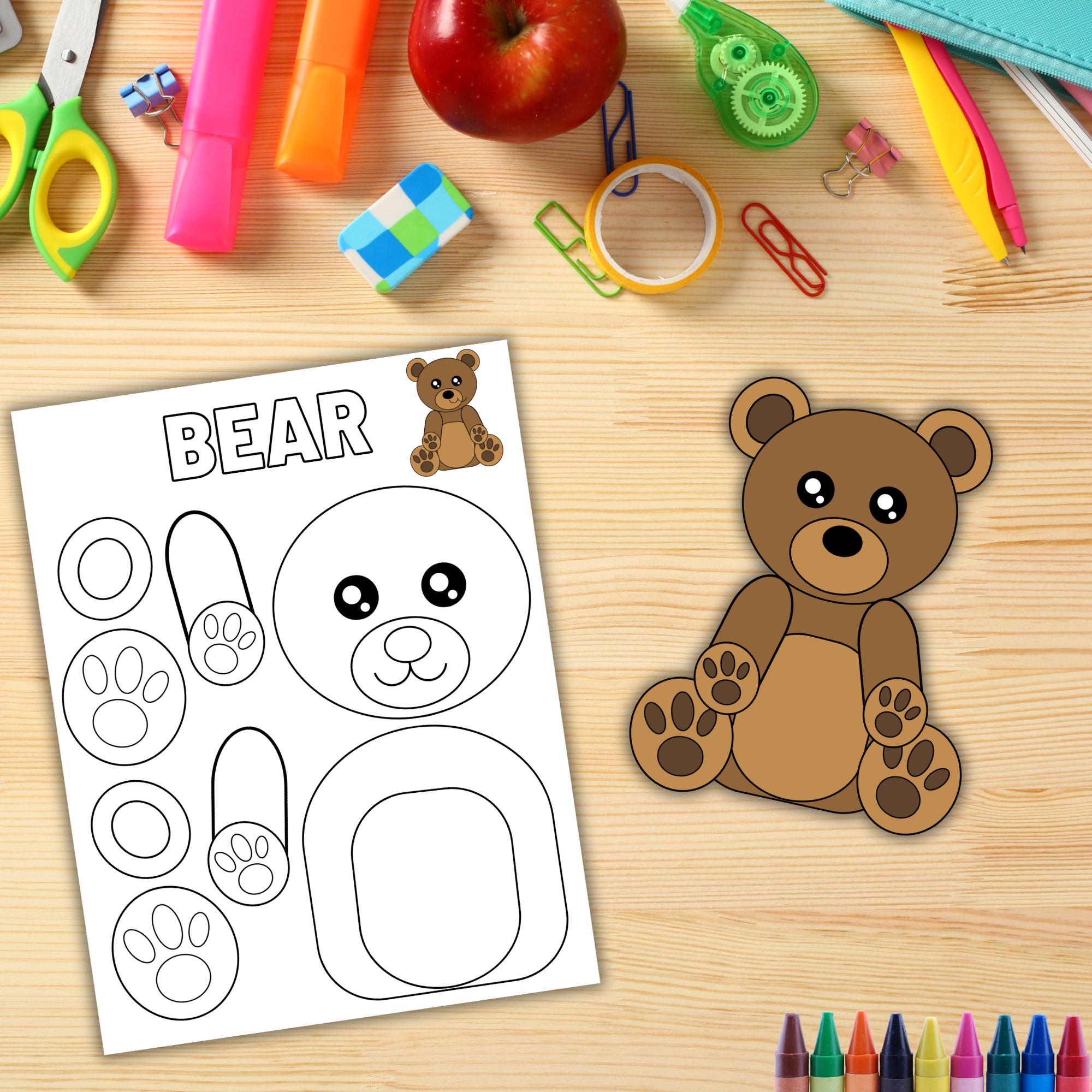 Build a Bear Printable, Cut and Paste Craft, Kid's Bear Template, DIY ...