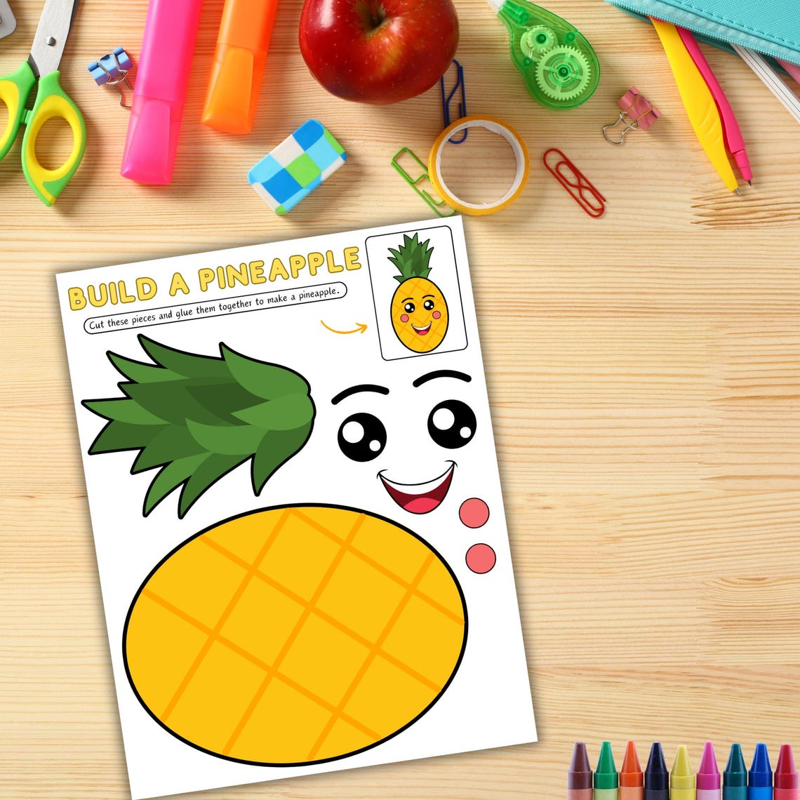 Build a Pineapple Craft Printable, DIY Pineapple Art, Papercraft ...
