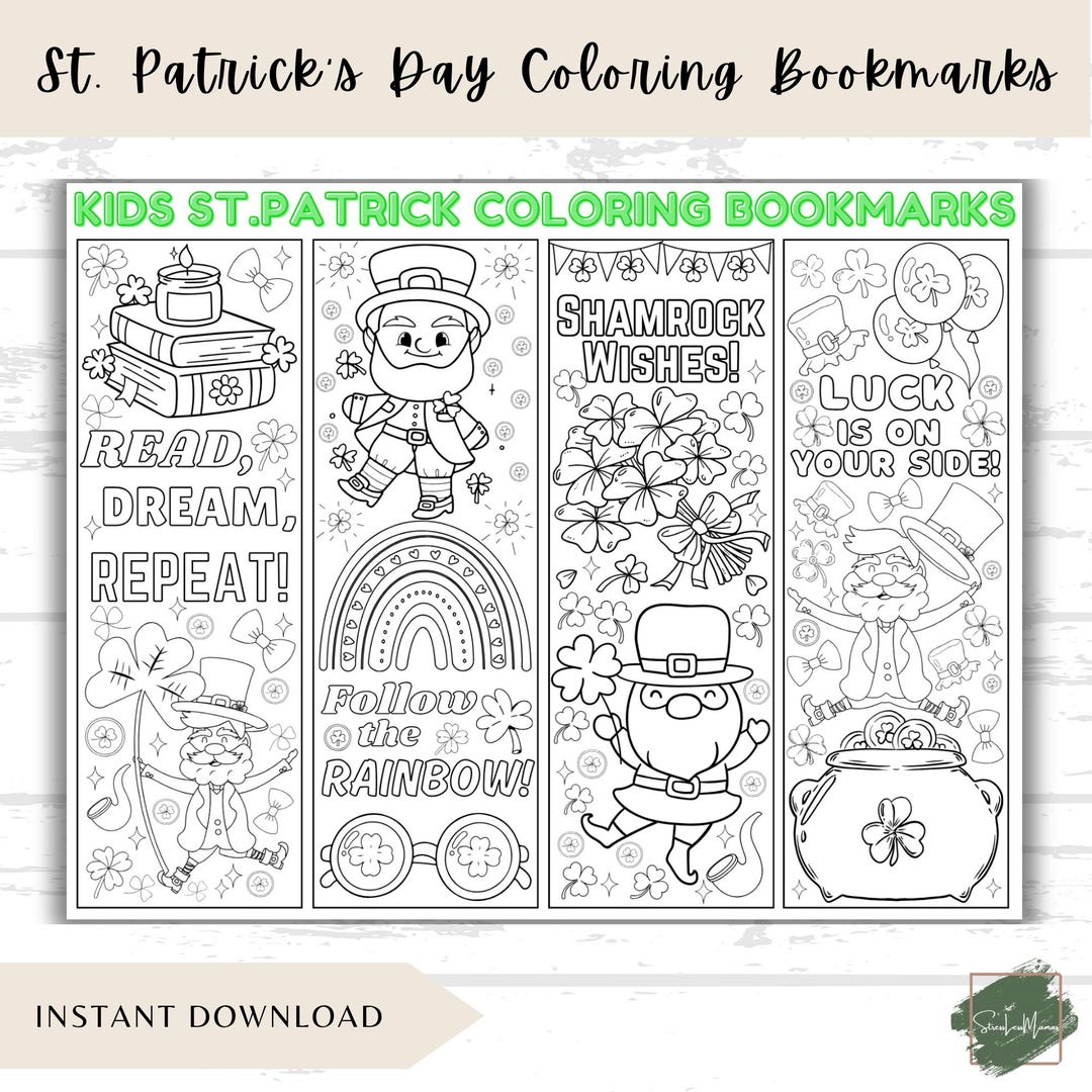 Printable St Patrick's Day Coloring Bookmarks, Kids St Patrick's ...