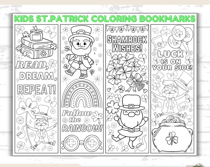 St. Patrick's Day Bookmarks, Coloring, Activities, Craft, Digital, for ...
