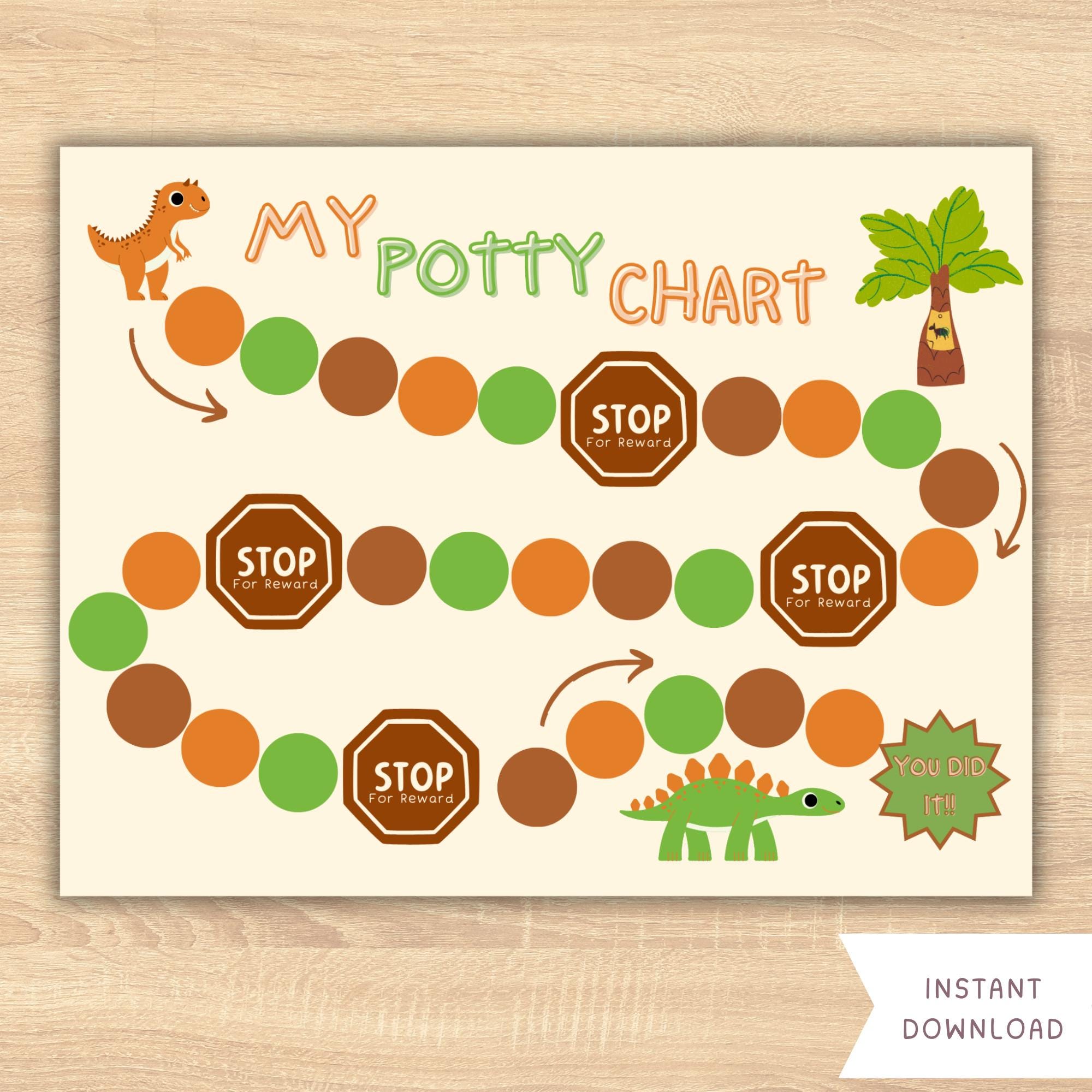 Dinosaur Potty Training Chart Printable Kids Reward Chart Dinosaur ...