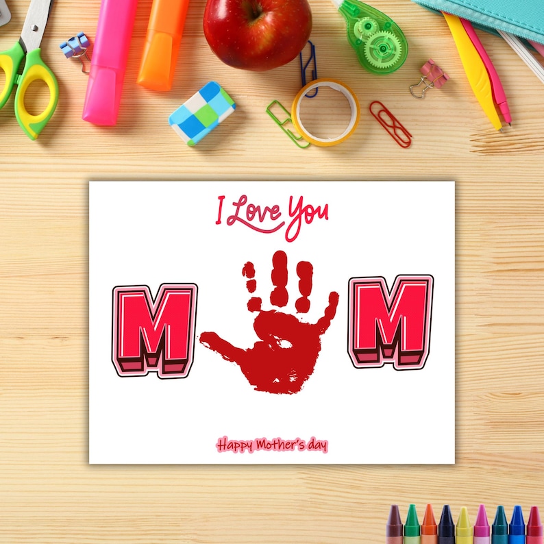 Mother's Day Handprint Craft, Kid's Handprint Art Printable, DIY Mother ...