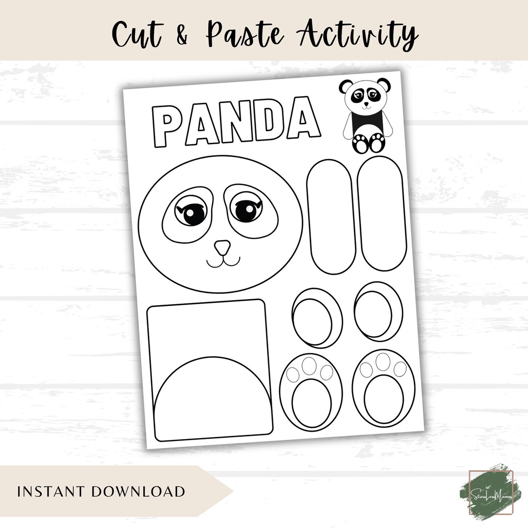 Panda Craft Printable, Cut and Paste Activity, Kids DIY Panda Project ...