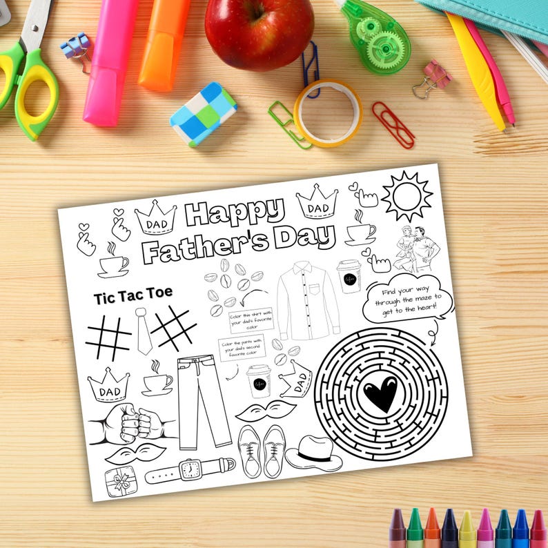 Father's Day Coloring Page Printable, Father's Day Gift, Activity for ...
