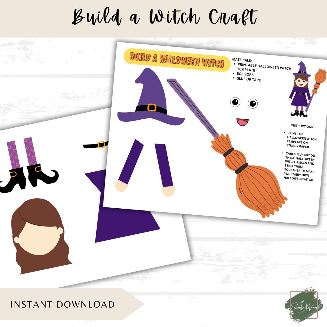 Build a Witch Craft Printable for Kids, Halloween Activity, Witch Kit ...