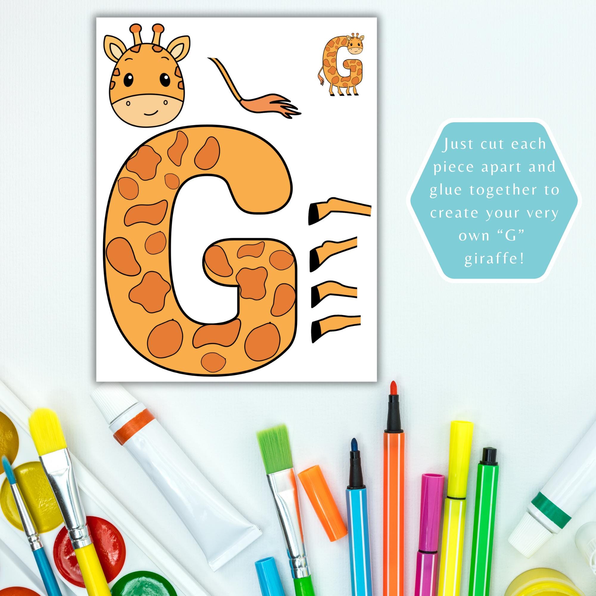 Cut and Paste Giraffe Craft Printable, DIY Animal Craft, Kids Activity ...