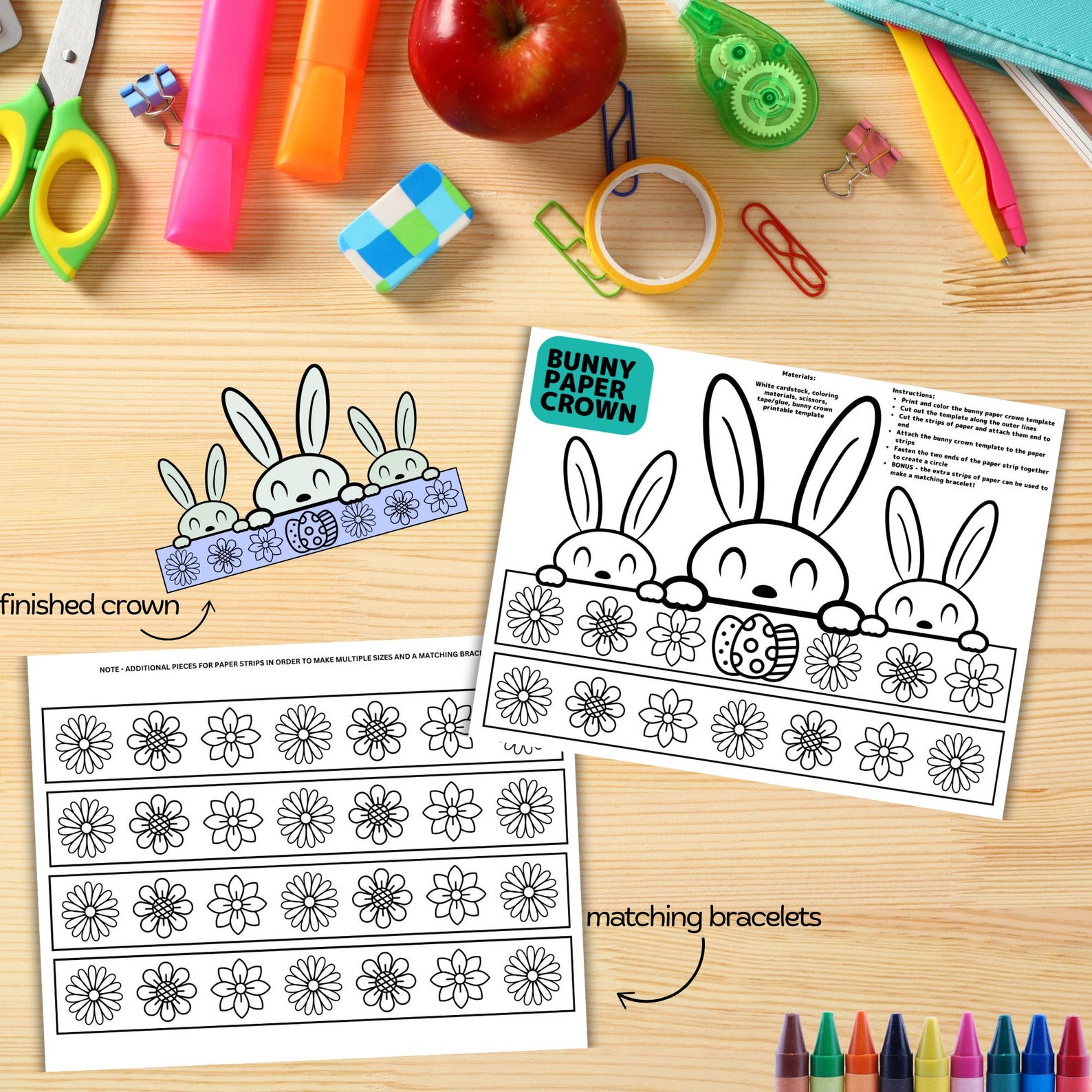 Kids Printable Bunny Crown, Easter Paper Crown, DIY Easter Hat, Easter ...