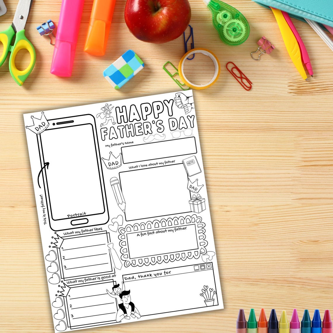 All About My Dad Coloring Page, Printable Father's Day Gift, Kids ...