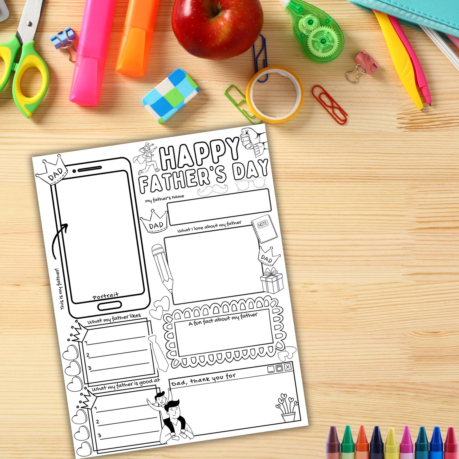 All About My Dad Coloring Page, Printable Father's Day Gift, Kids ...