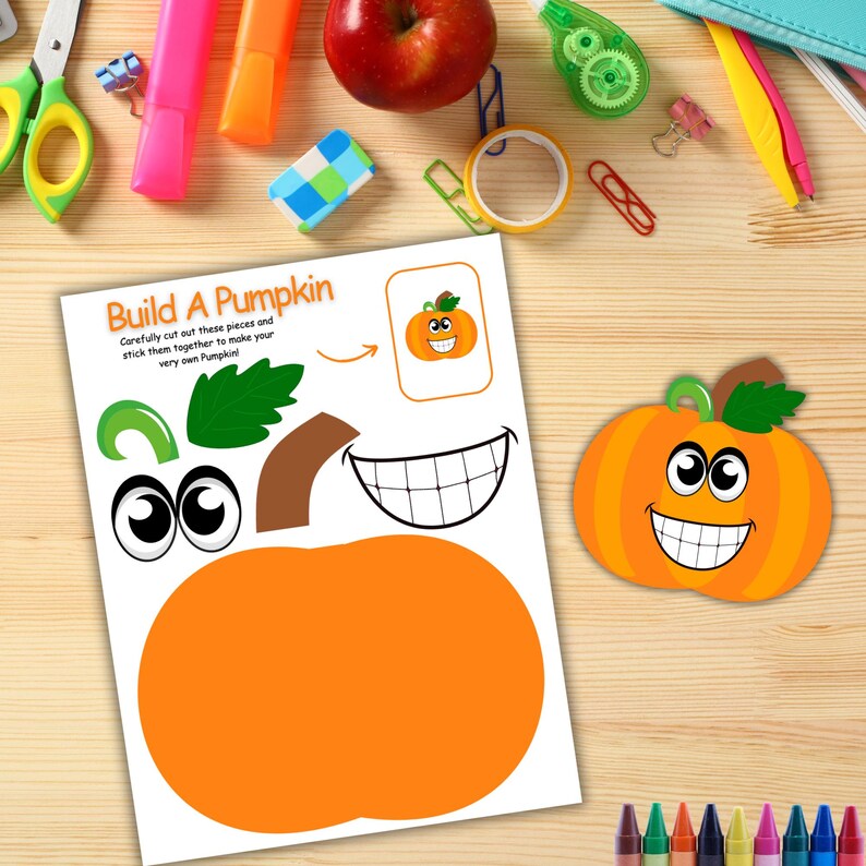 Build a Pumpkin Printable, Cut and Paste Activity for Kids, Halloween ...