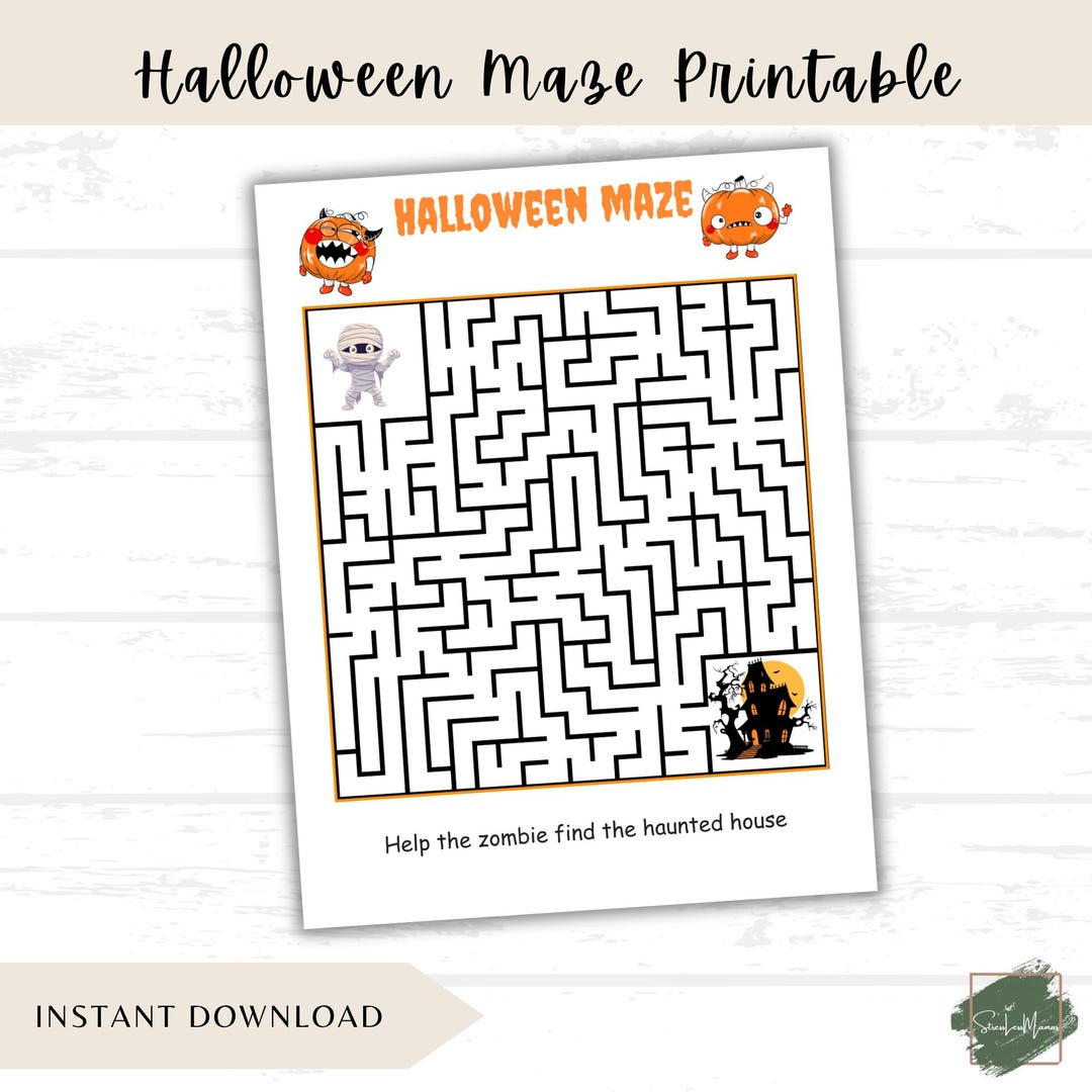 Halloween Maze Printable for Kids, DIY Maze Activity, Kids Halloween ...