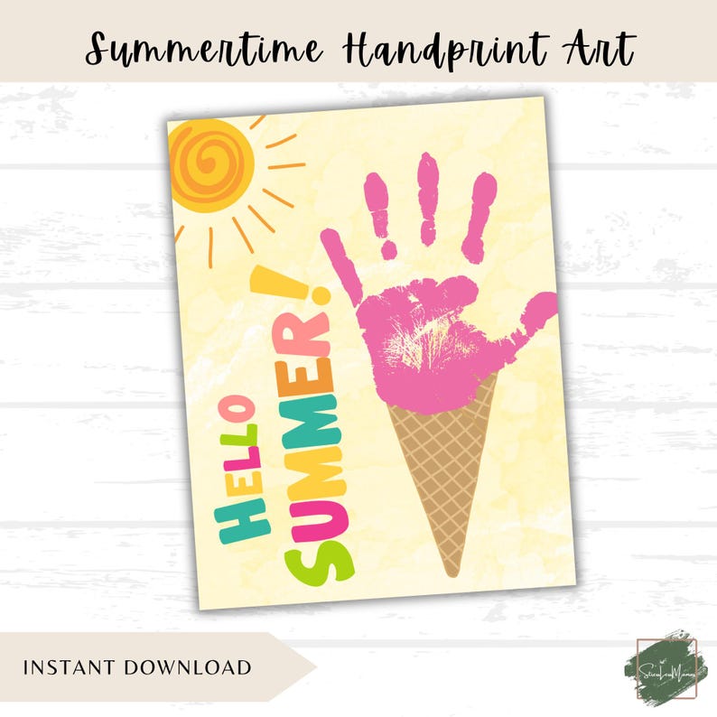 Ice Cream Handprint Activity, Kids Craft Printable, Art Project, Summer ...
