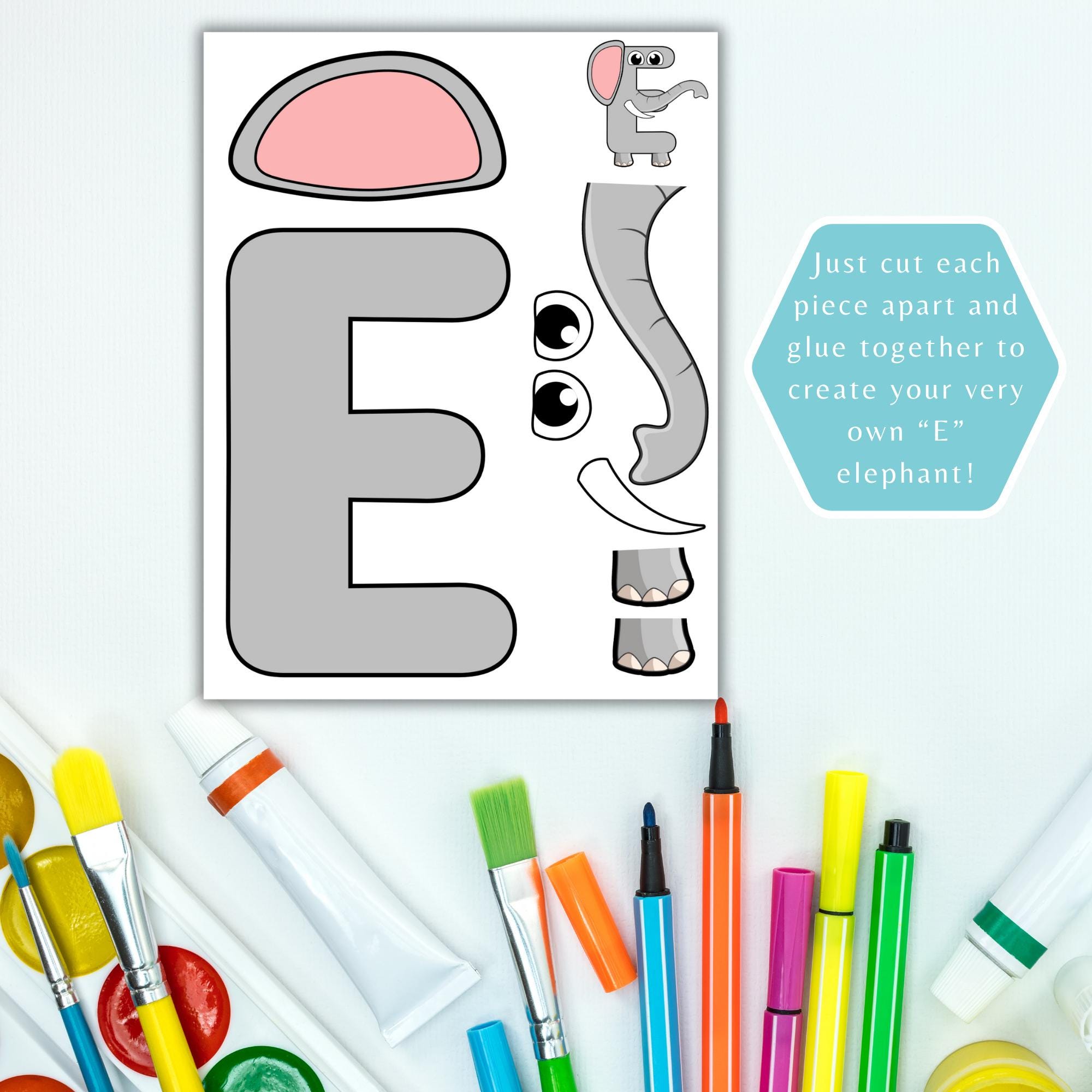 Build an Elephant Printable, Cut and Paste Activity, Kids Craft ...