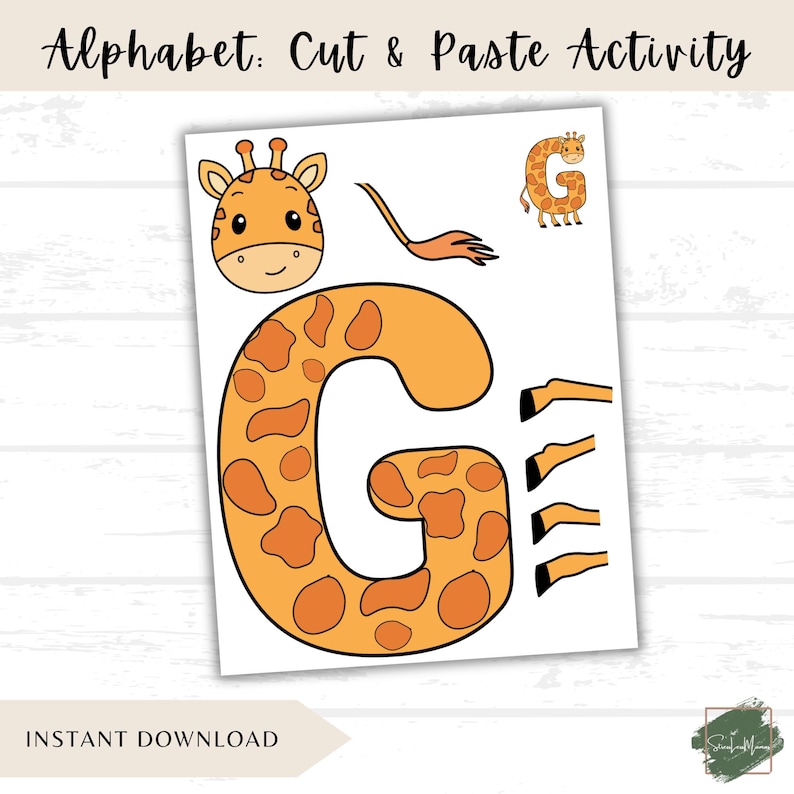 Cut and Paste Giraffe Craft Printable, DIY Animal Craft, Kids Activity ...