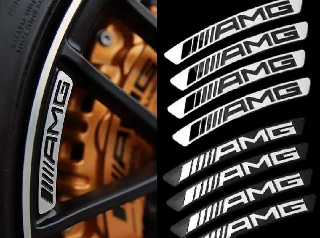 Fit for Mercedes AMG Wheel Decoration Stickers - Black or Gray Metal ...