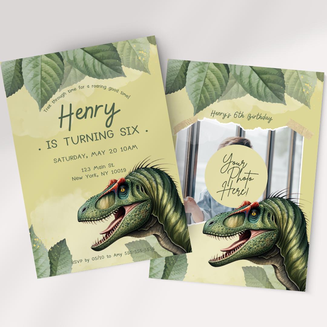Dinosaur Birthday Invitation Template Printable Boy Birthday Invite ...