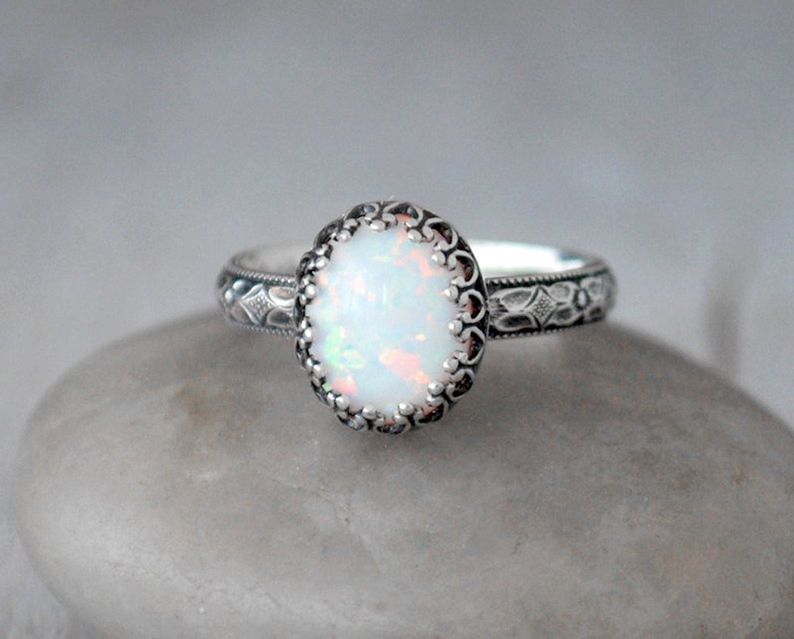 Oval Opal Ring Sterling Silver Handcrafted Artisan Silver - Etsy