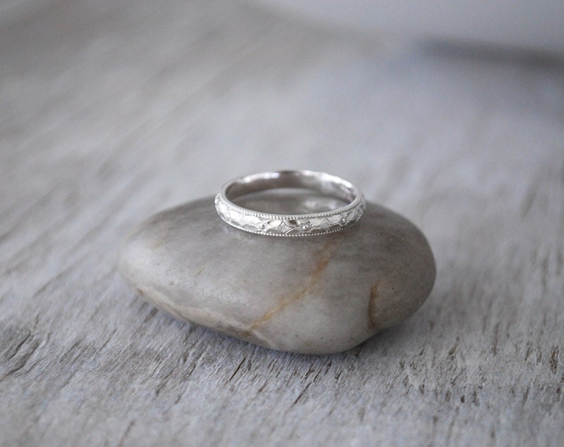 Sterling Silver Band Ornate Pattern Band Handforged Silver - Etsy