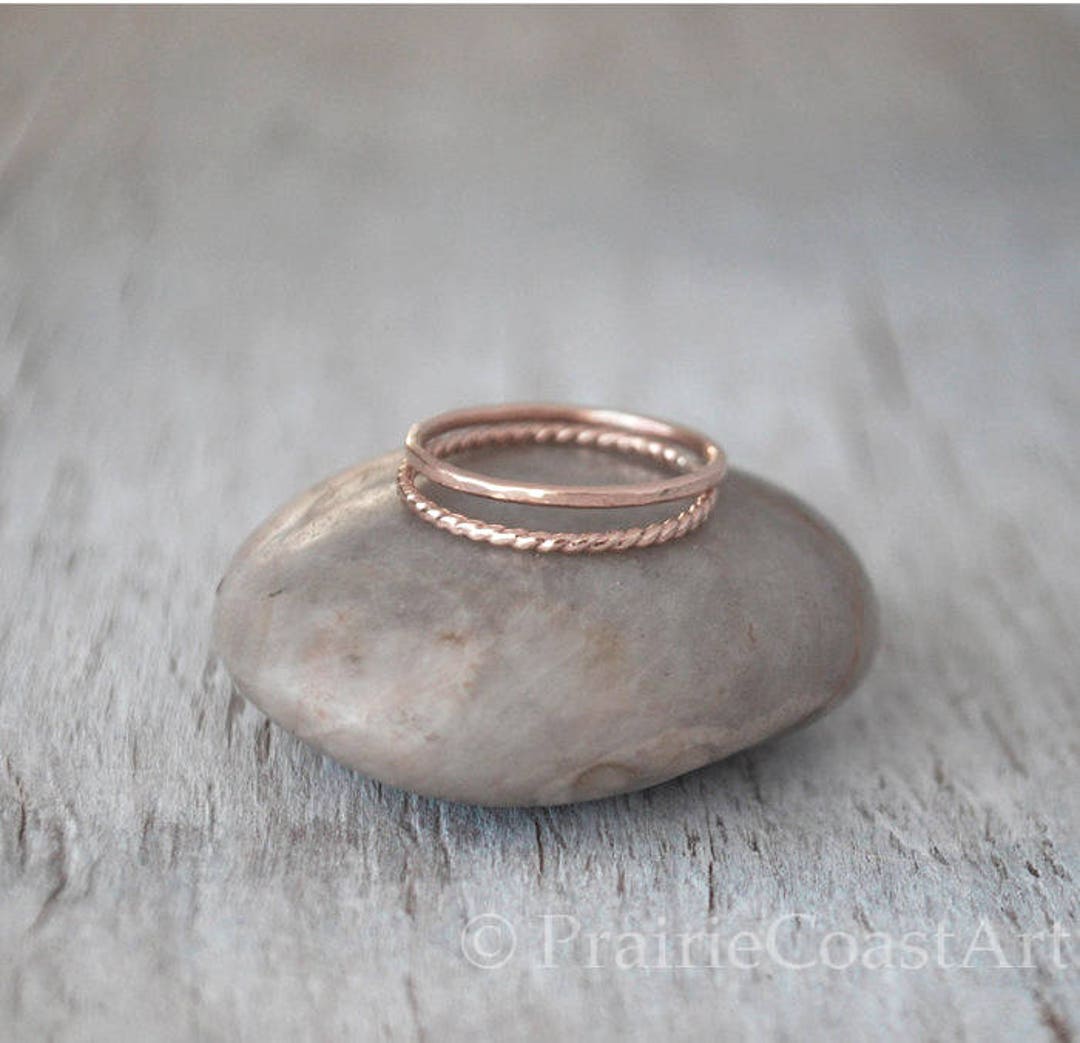 2 Rose Gold Stacking Ring Set, 14k Rose Gold Filled Stack Rings ...