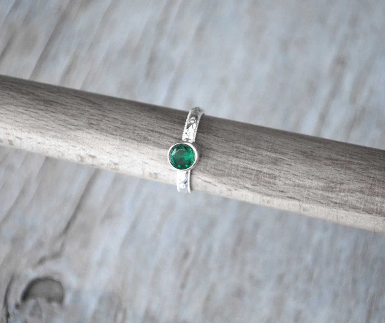 Emerald Ring in Sterling Silver - Handcrafted Artisan Silver Ring ...