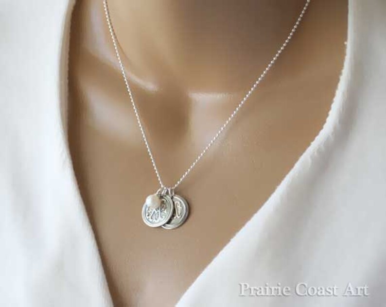Two Personalized Wax Seal .999 Fine Silver Initial Necklace - Etsy