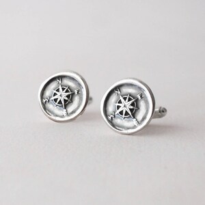 Compass Cufflinks, Sterling Silver Nautical Cufflinks, .999 Fine Silver ...