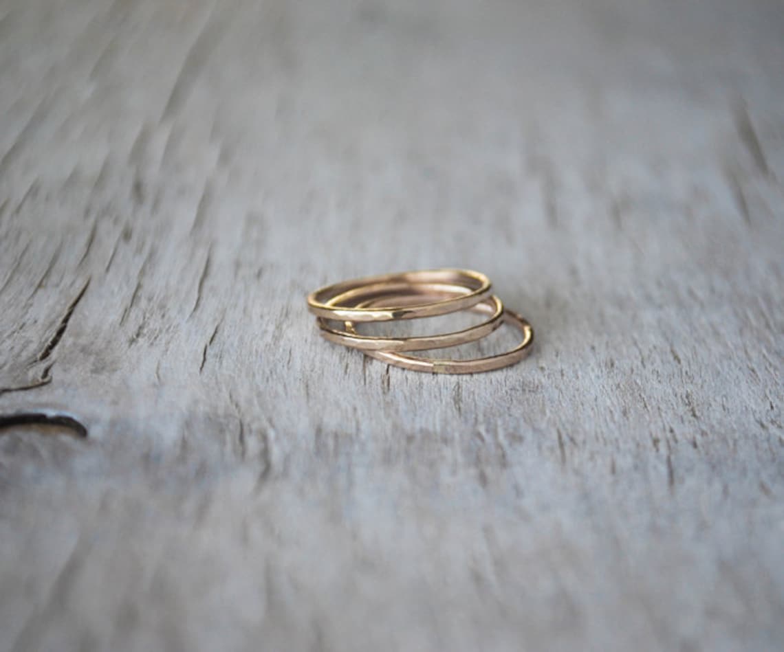 3 Gold Stacking Ring Set 14k Gold Filled Stack Rings - Etsy