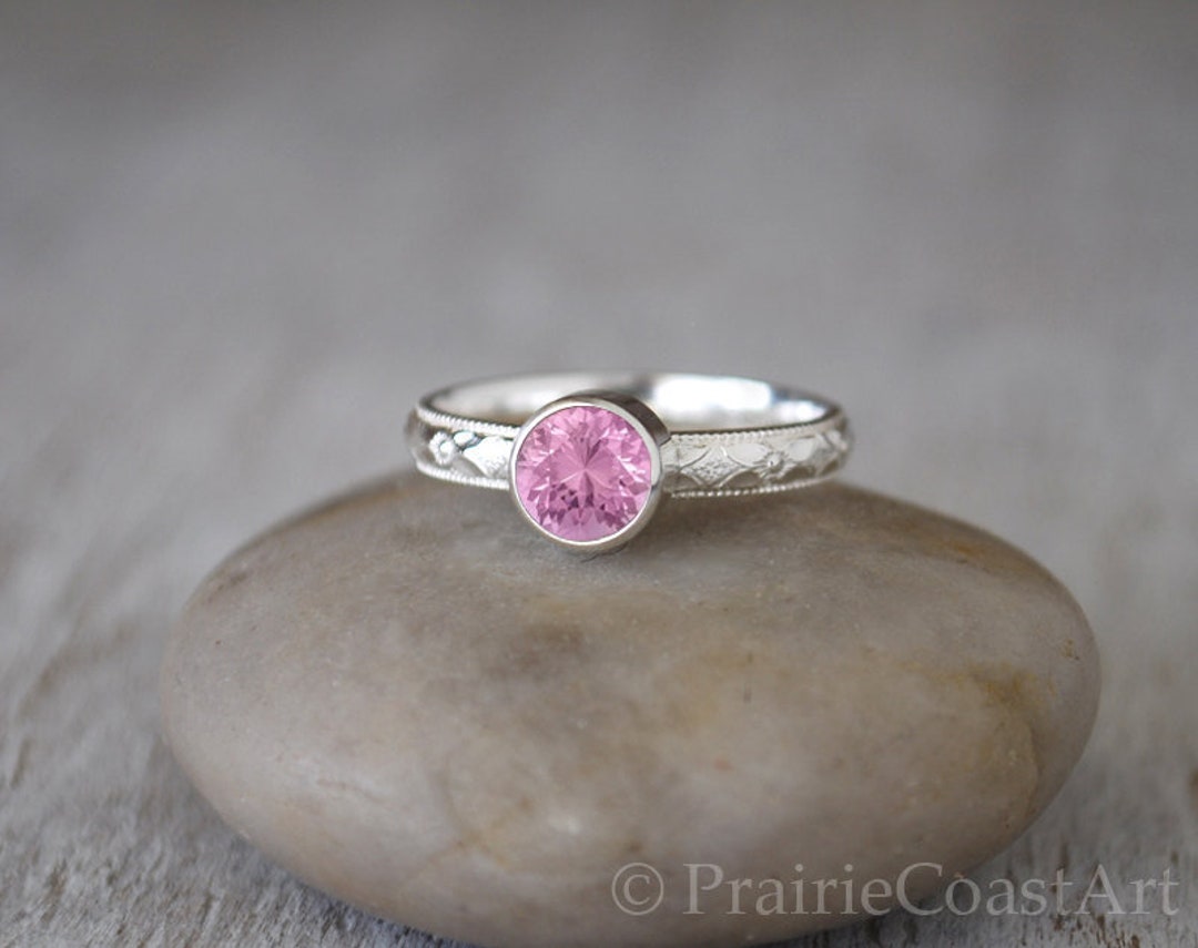 Pink Tourmaline Ring in Sterling Silver - Handcrafted Tourmaline Ring ...