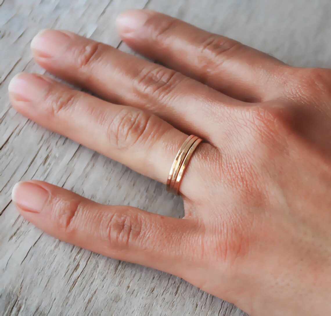 3 Gold Stacking Ring Set 14k Gold Filled Stack Rings - Etsy
