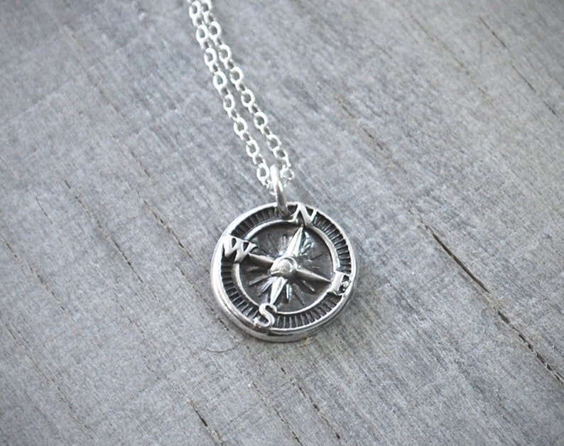 Fine .999 Silver Compass Necklace - Compass Rose Pendant - Sterling ...