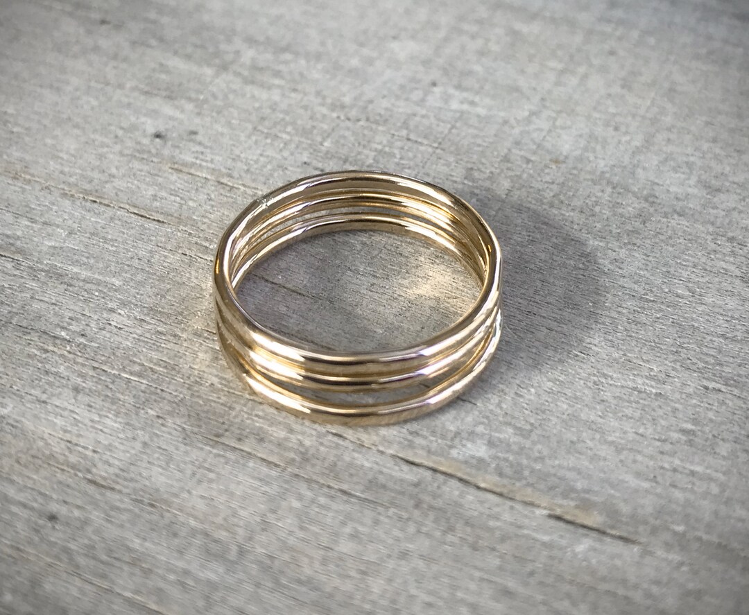 3 Gold Stacking Ring Set, 14k Gold Filled Stack Rings, Handcrafted ...