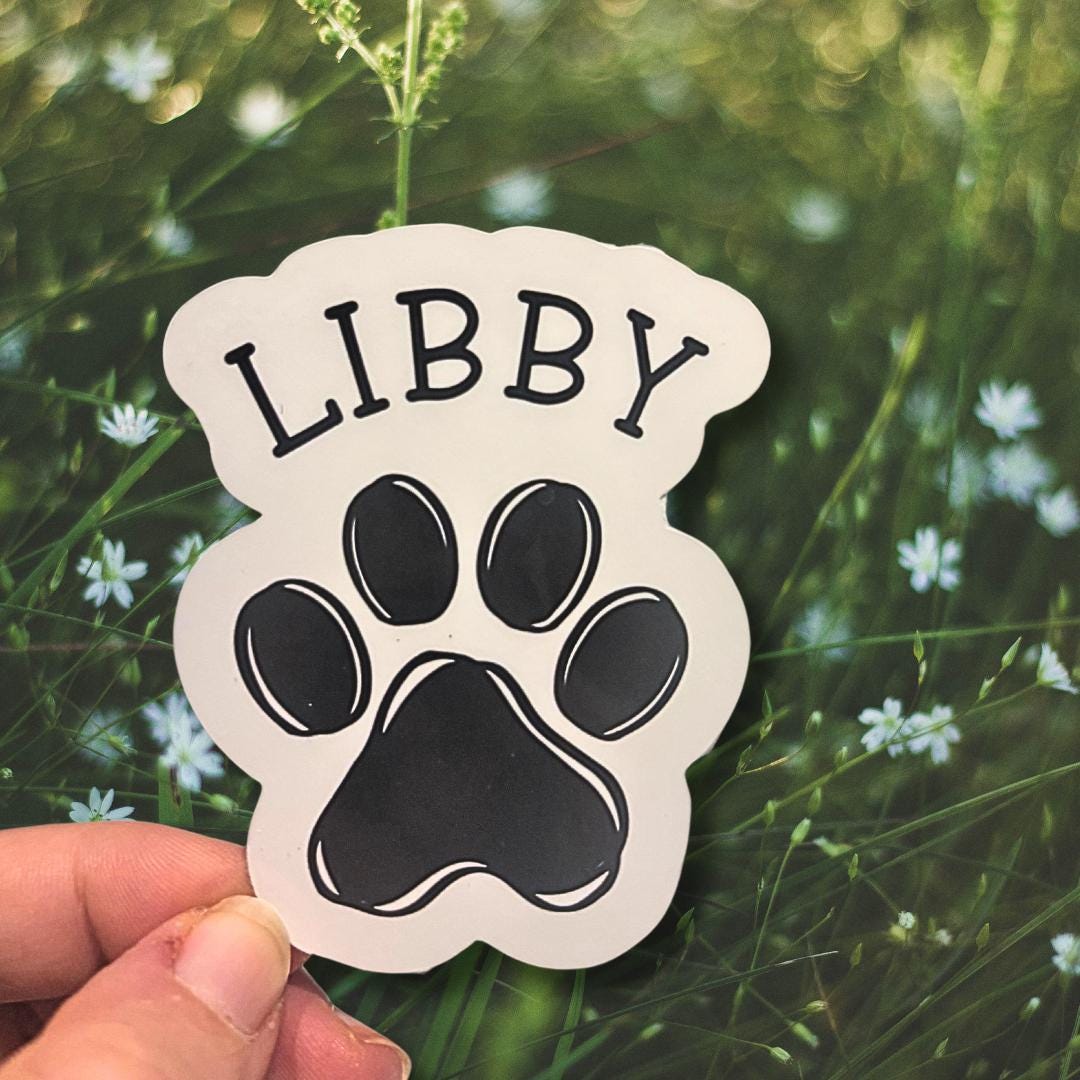 Pet Name Sticker, Your Name Here Sticker, Paw Print Sticker ...