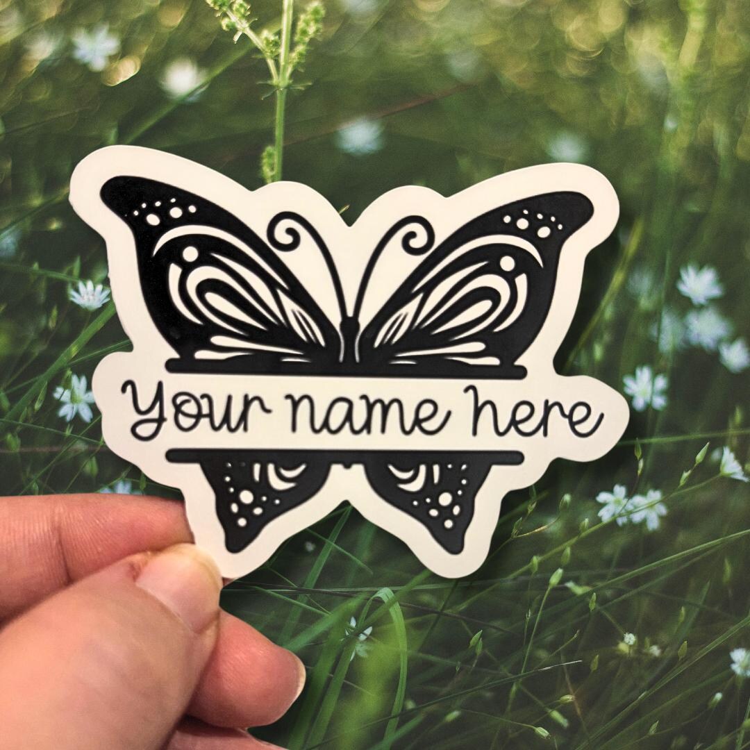 Butterfly Name Sticker, Your Name Here Sticker, Personalized Sticker ...