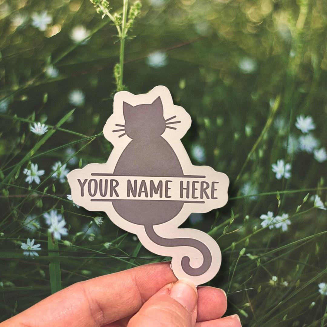 Cat Name Sticker, Your Name Here Sticker, Pet Sticker, Personalized ...