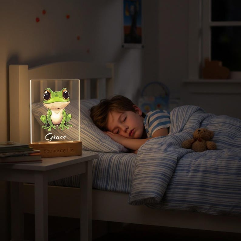 Custom Cute Cartoon Frog Night Light With Name,personalized Lamp With ...