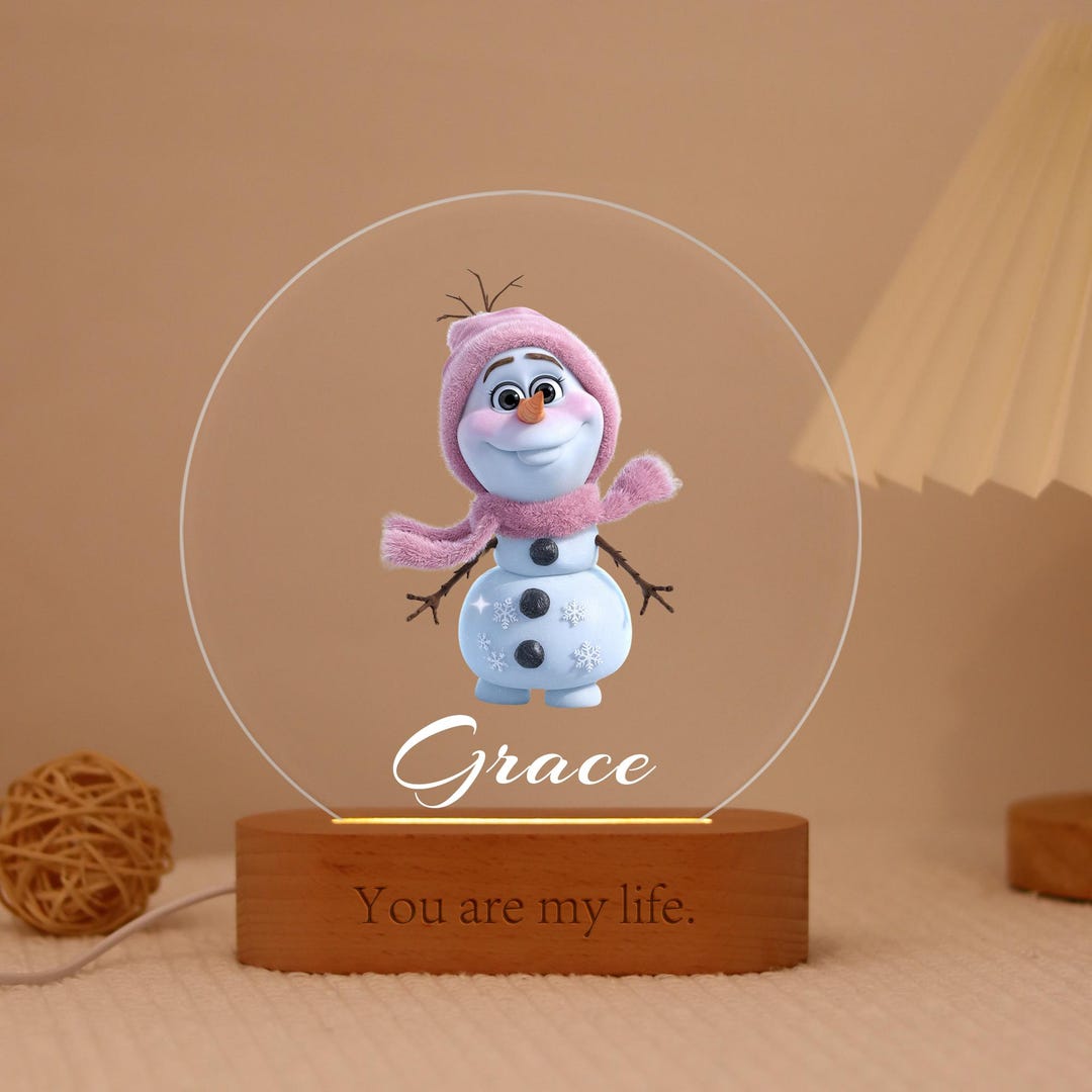 Personalized Disney Olaf Night Light,custom Pink Cozy Snowman Night ...