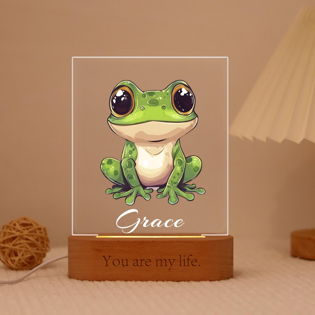 Custom Cute Cartoon Frog Night Light With Name,personalized Lamp With ...