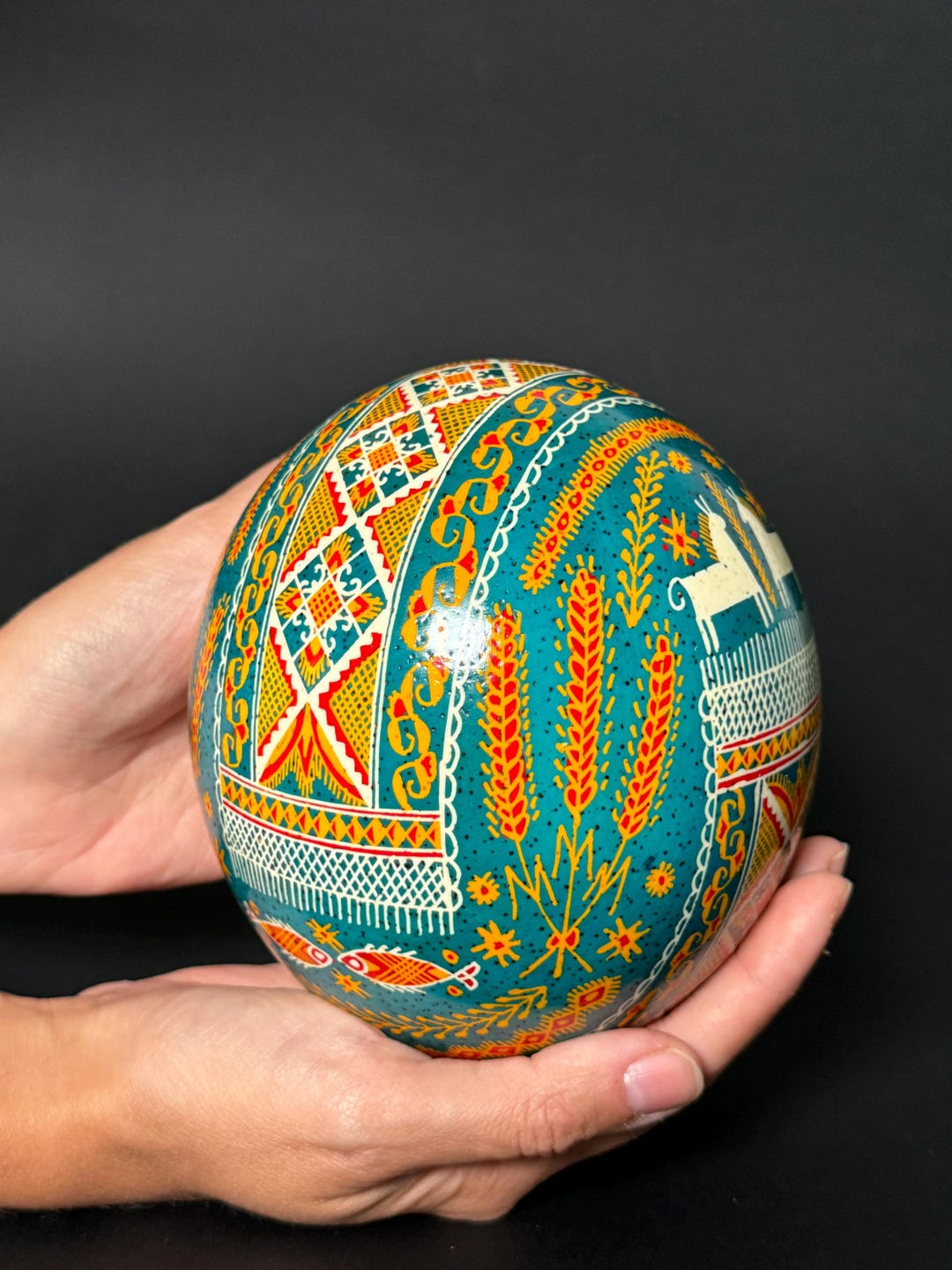 Large Ukrainian Pysanka Egg - Hand Painted Ostrich Egg Pysanka ...