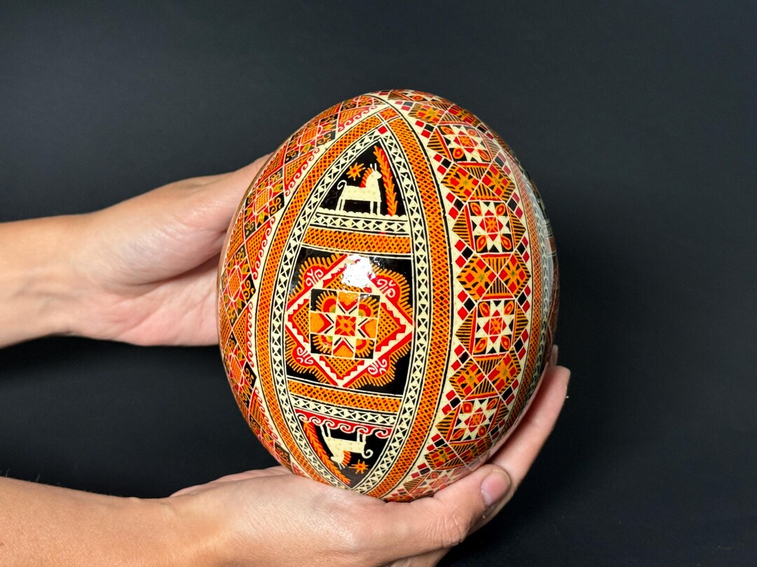 Hand-painted Ostrich Egg Pysanka – Traditional Ukrainian Easter Art - Etsy